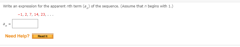 Solved Write an expression for the apparent nth term (a) of | Chegg.com