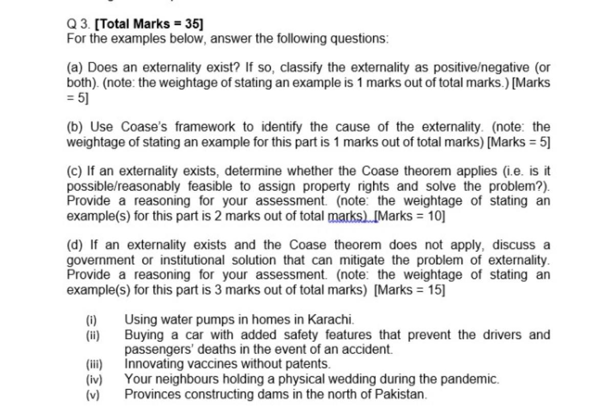 Solved Q3. [Total Marks = 35] For the examples below, answer | Chegg.com