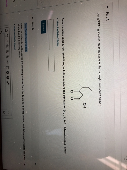 Solved Part A Using IUPAC guidelines, enter the name for the | Chegg.com