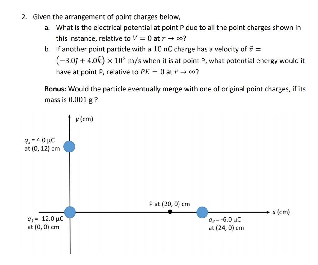 Solved 2. Given the arrangement of point charges below, a. | Chegg.com
