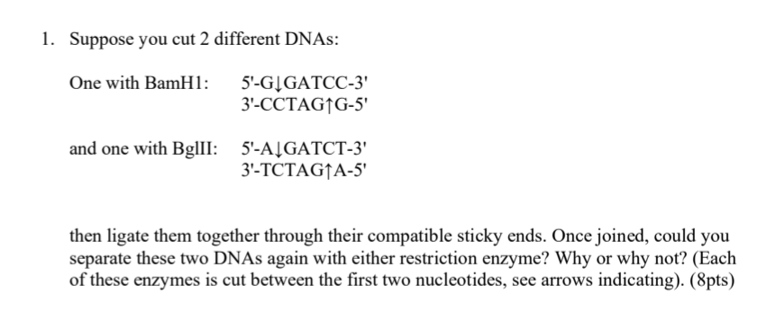 Solved then ligate them together through their compatible | Chegg.com