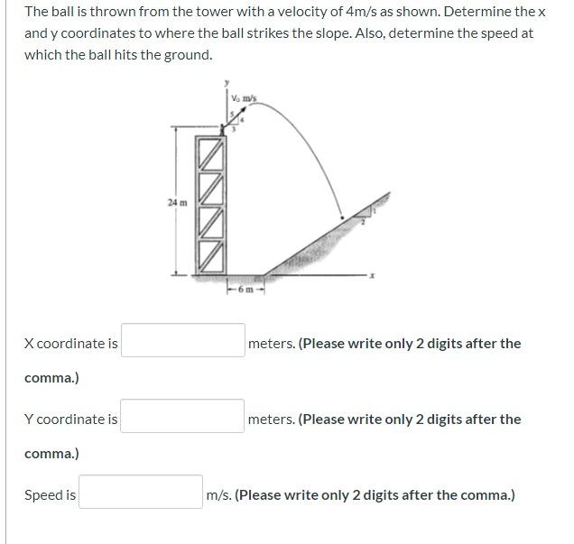 Solved The ball is thrown from the tower with a velocity of | Chegg.com