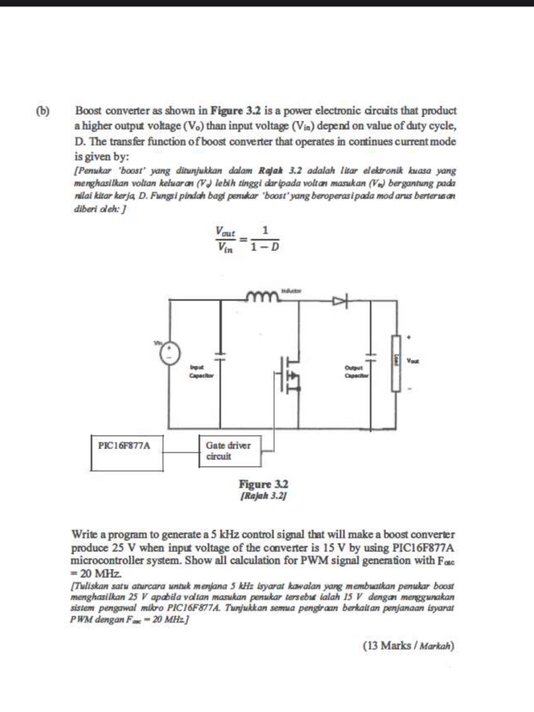 Solved (6) Boost converter as shown in Figure 3.2 is a power | Chegg.com