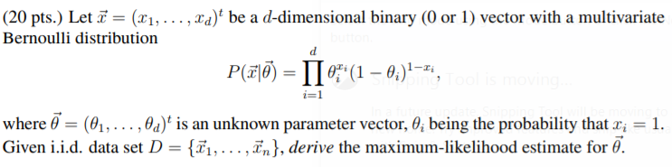 Solved (20 pts.) Let x (x1, . . . , xd)t be a d-dimensional | Chegg.com