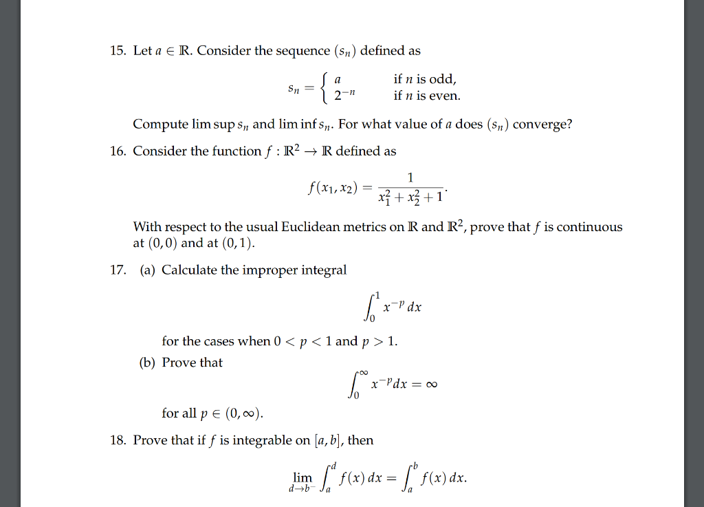 Solved 15. Let a E R. Consider the sequence (sn) defined as | Chegg.com