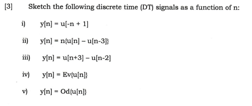 Solved [3] Sketch the following discrete time (DT) signals | Chegg.com