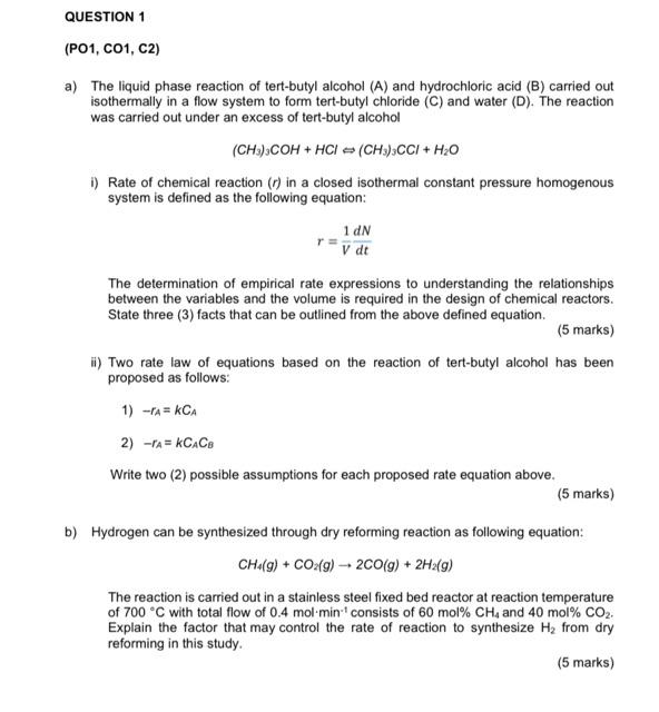 Solved QUESTION 1 (PO1, C01, C2) a) The liquid phase | Chegg.com Solved QUESTION 1 (PO1, C01, C2) a) The liquid phase | Chegg.com