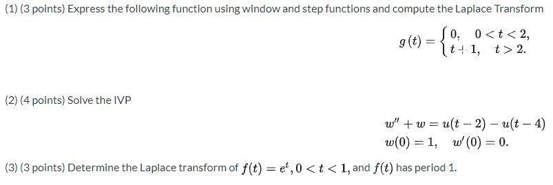 Solved (1) (3 points) Express the following function using | Chegg.com