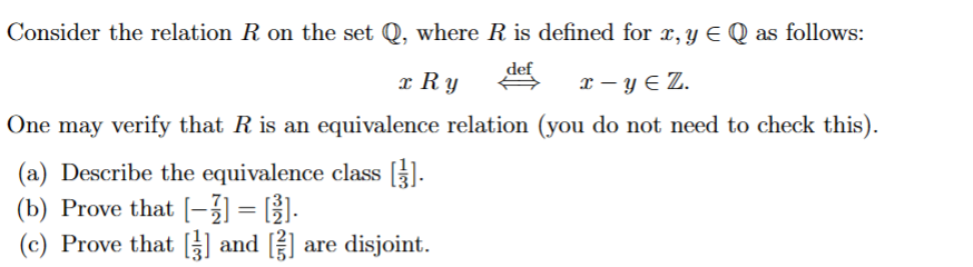 Consider the relation R on the set Q, where R is | Chegg.com