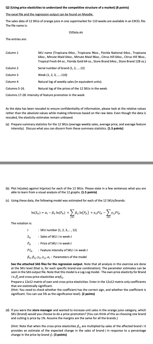 Solved Q2 (Using price elasticities to understand the | Chegg.com