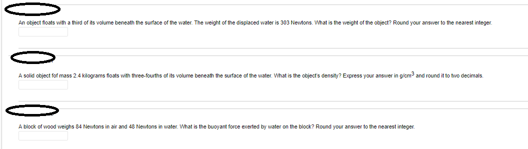 Solved An object floats with a third of its volume beneath | Chegg.com