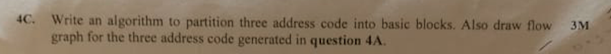 4C. Write an algorithm to partition three address | Chegg.com