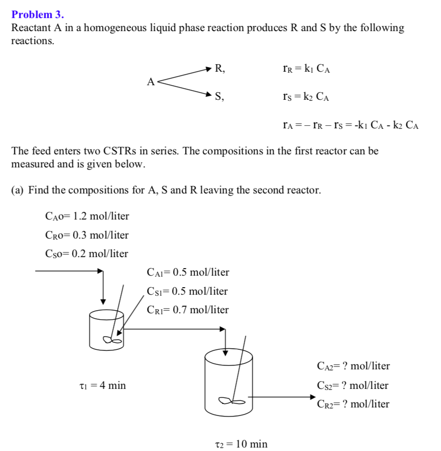 Solved Problem 3 Reactant A in a homogeneous liquid phase | Chegg.com
