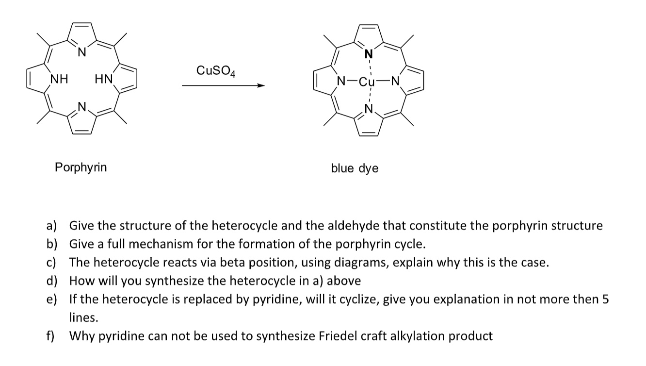 a) ﻿Give the structure of the heterocycle and the | Chegg.com