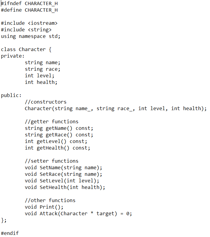 Solved: Exercise Implement Basic Rpg Game Two Character Ty