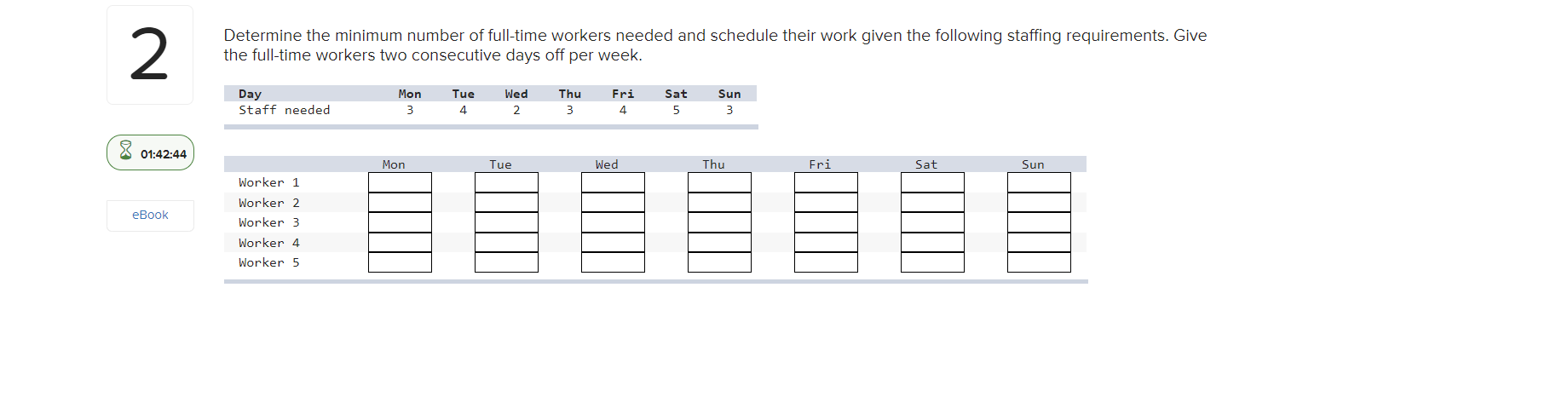 Solved Determine the minimum number of full-time workers | Chegg.com