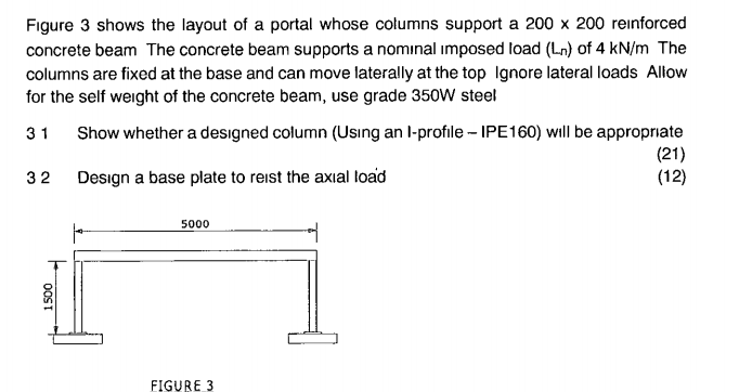 Figure 3 shows the layout of a portal whose columns | Chegg.com