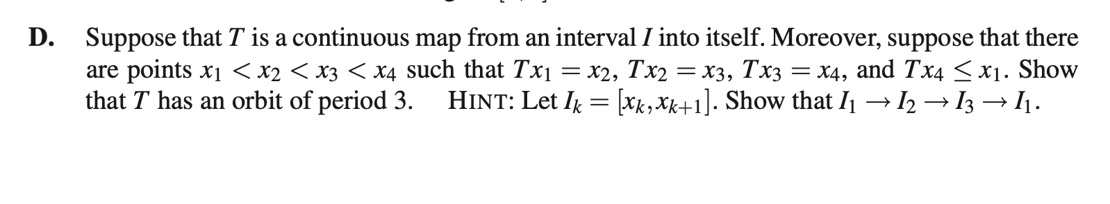Solved Suppose that T is a continuous map from an interval I | Chegg.com