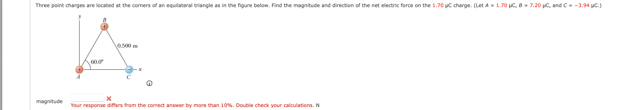 Solved magnitude x Your response differs from the correct | Chegg.com