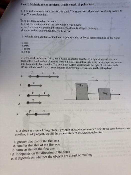 Solved Part II: Multiple choice problems, 3 points each, 48 | Chegg.com