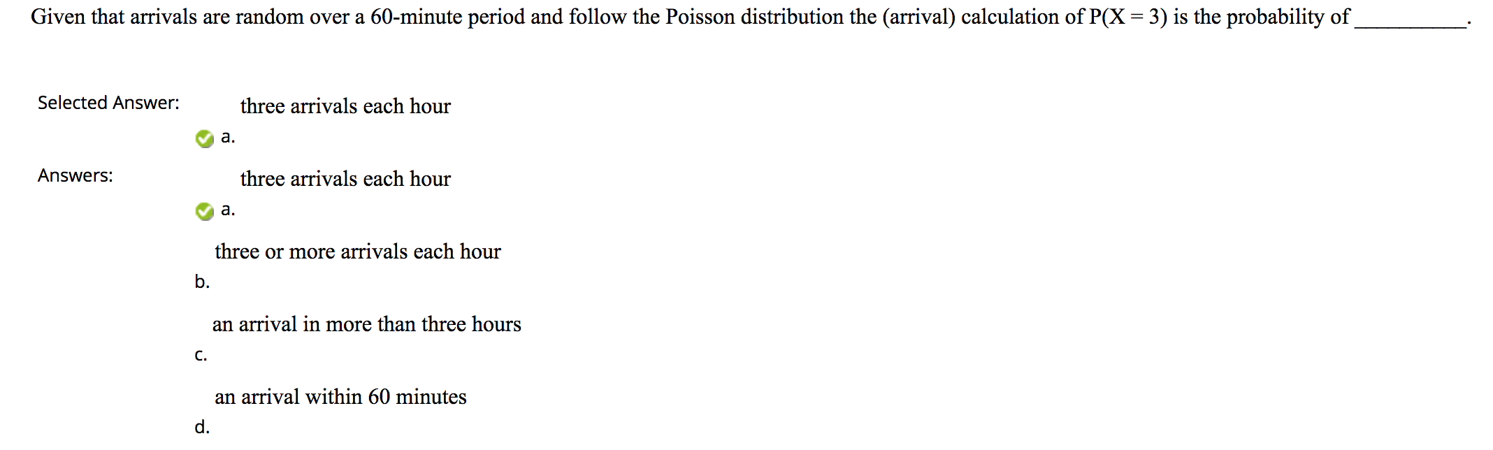 Solved Given that arrivals are random over a 60-minute | Chegg.com