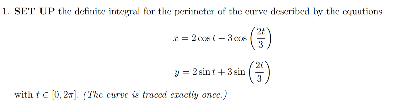 Solved SET UP ﻿the definite integral for the perimeter of | Chegg.com