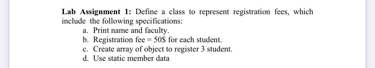 Solved Lab Assignment 1 Define A Class To Represent 