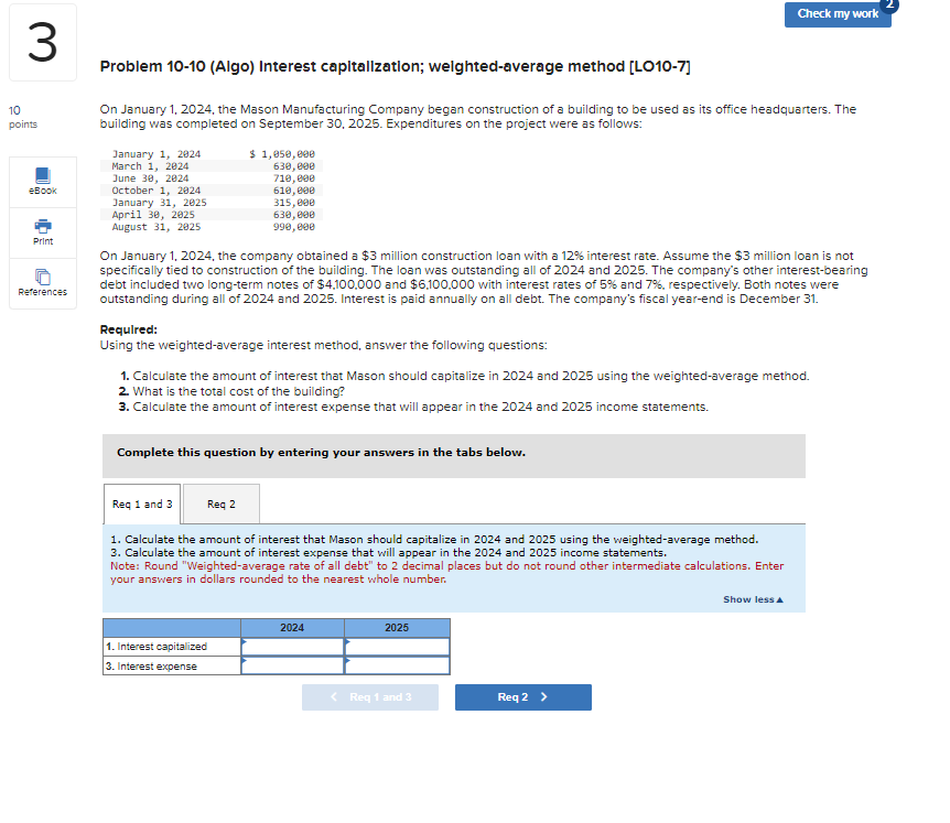 Problem 10-10 (Algo) Interest capltallzation; | Chegg.com