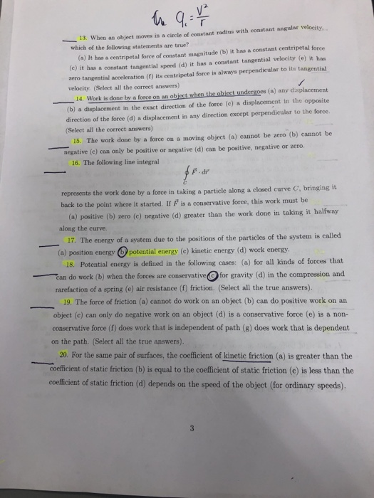 Solved physics 1 final review! Simple conceptual question i | Chegg.com