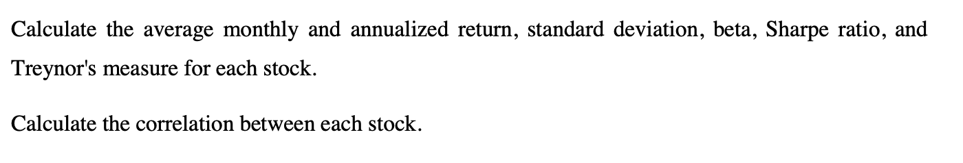 Solved Calculate the average monthly and annualized return, | Chegg.com