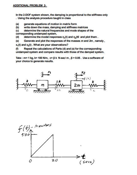 Solved ADDITIONAL PROBLEM 2- In the 2-DOF system shown, the | Chegg.com Solved ADDITIONAL PROBLEM 2- In the 2-DOF system shown, the | Chegg.com