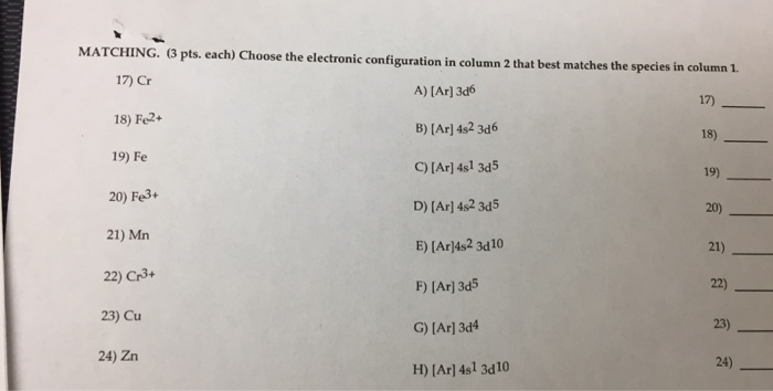 Solved MATCHING. 3 pts, each) Choose the electronic | Chegg.com