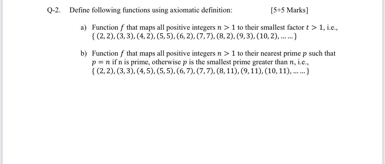 Solved −2. Define following functions using axiomatic | Chegg.com