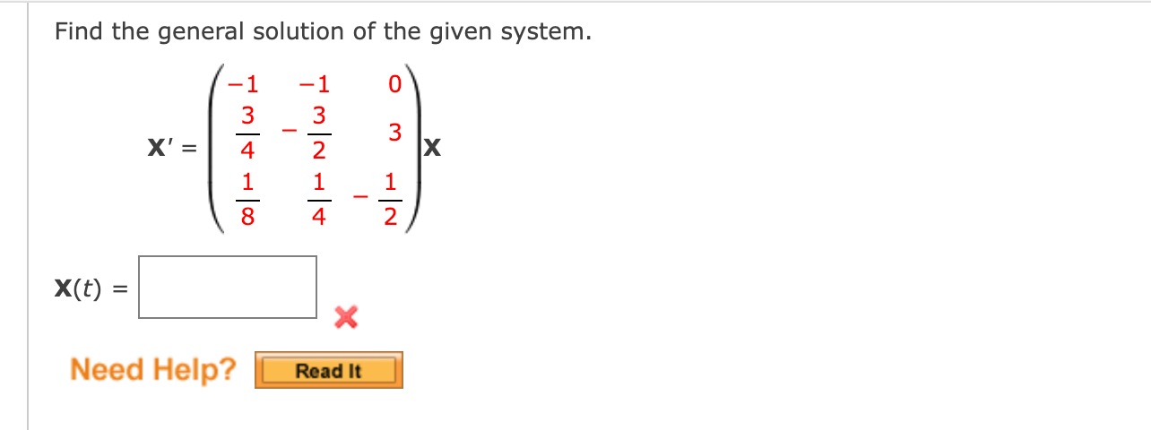 Solved Find the general solution of the given system. | Chegg.com