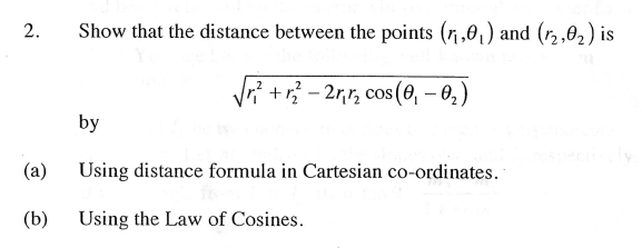 Solved 2. Show that the distance between the points (11,0,) | Chegg.com