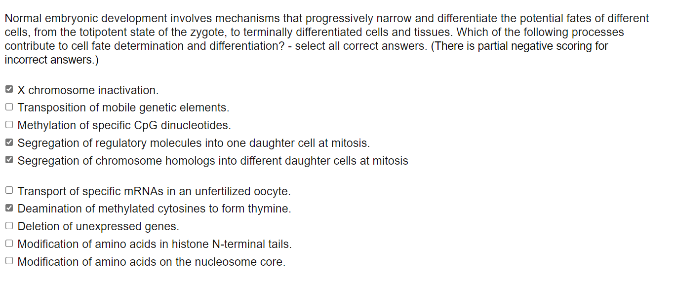 Normal embryonic development involves mechanisms that | Chegg.com