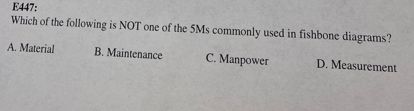 Solved E447: Which of the following is NOT one of the 5Ms | Chegg.com
