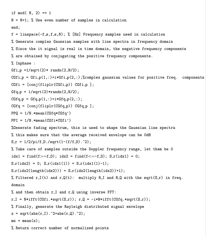 Solved In this part we study a Rayleigh fading simulator for | Chegg.com