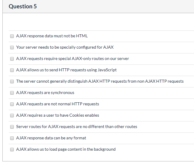 Solved Which of the following statements about AJAX are | Chegg.com
