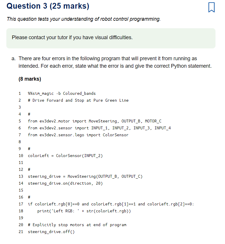 This question tests your understanding of robot | Chegg.com