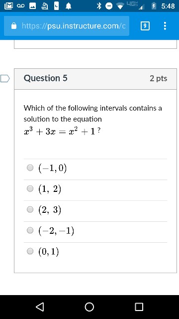 Solved e https://psu.instructure.com/c9 DQuestion 5 2 pts | Chegg.com
