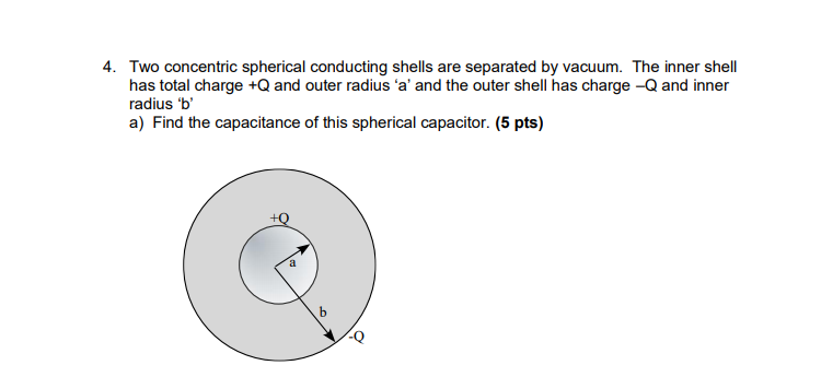 Solved 4. Two concentric spherical conducting shells are | Chegg.com