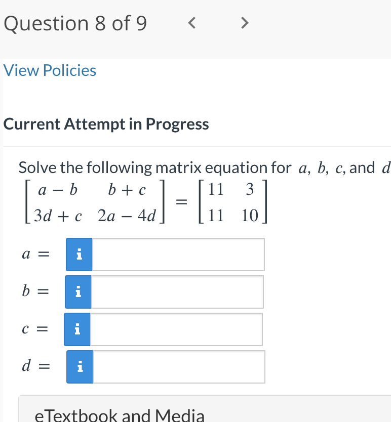 Solved View Policies Current Attempt in Progress Solve the | Chegg.com