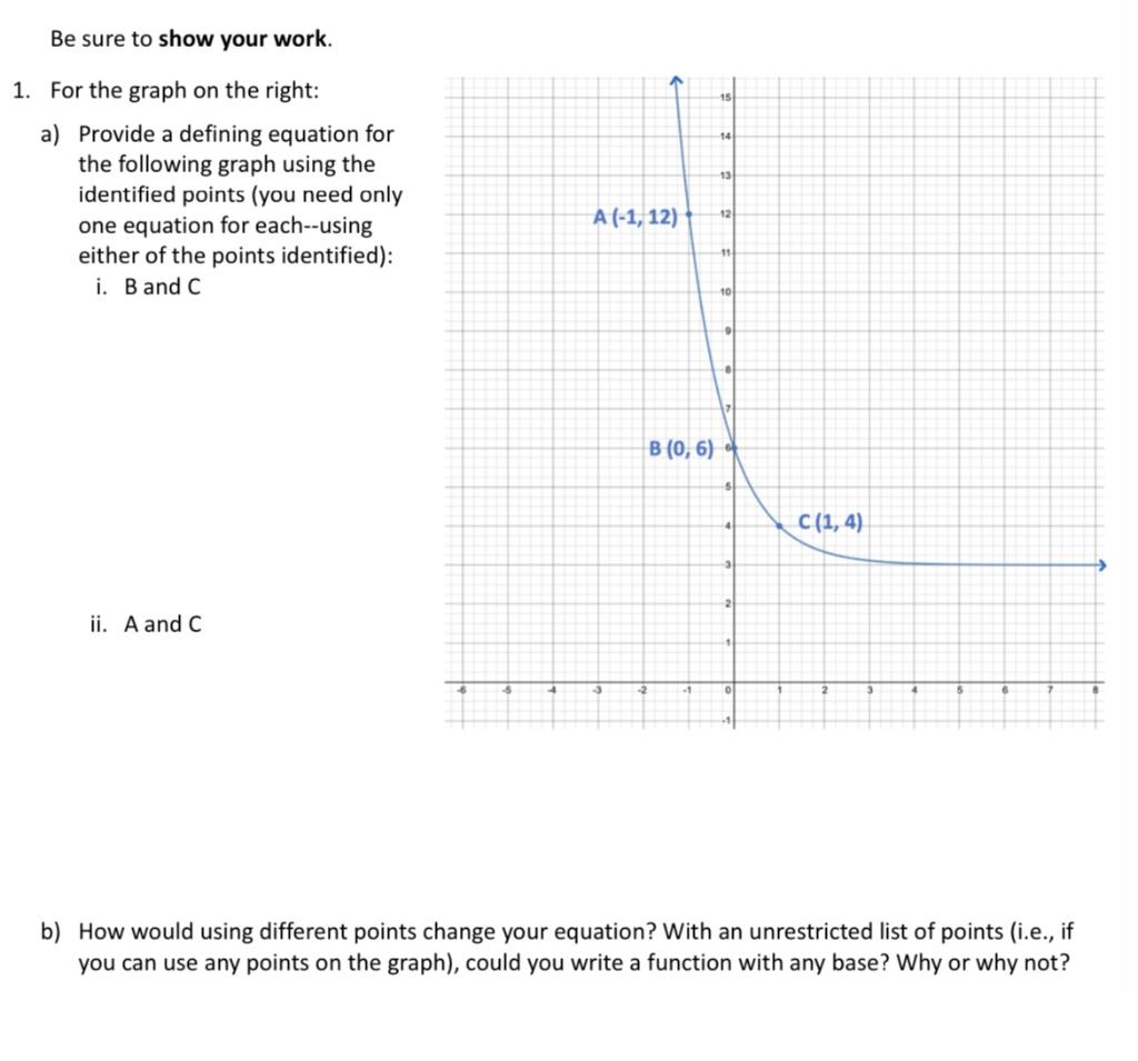 Solved Be sure to show your work. 1. For the graph on the | Chegg.com