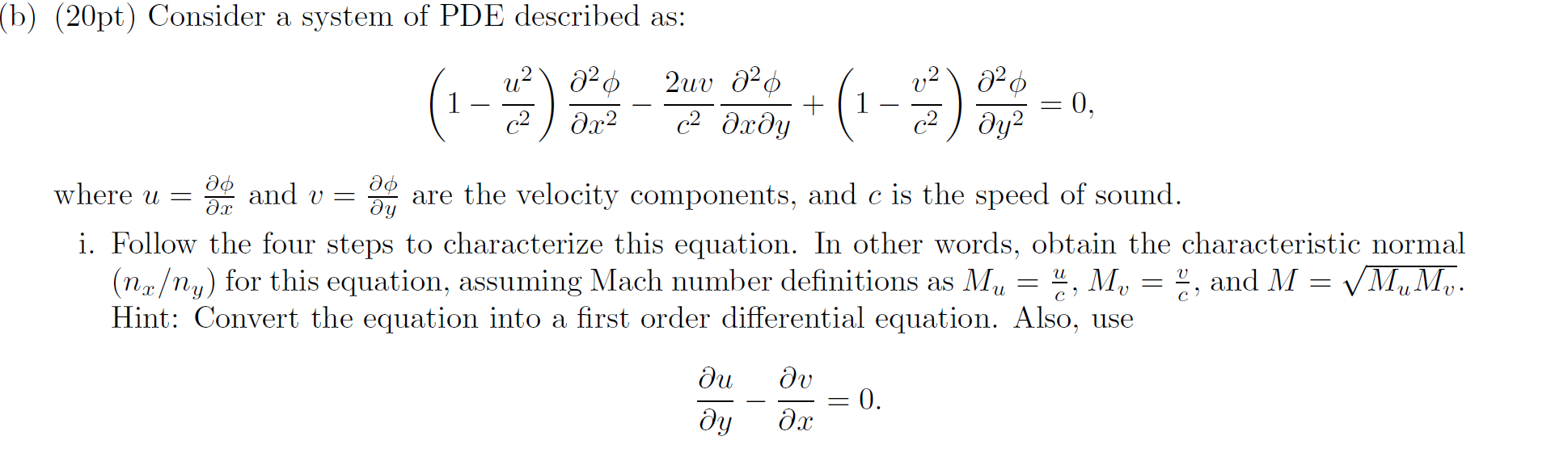 Solved (b) (20pt) ﻿Consider a system of ﻿PDE described | Chegg.com