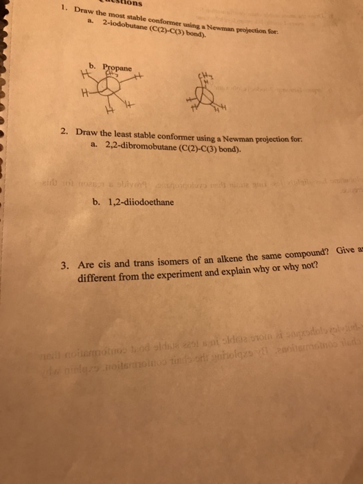 Solved StionS . Draw the most stable conformer using a | Chegg.com