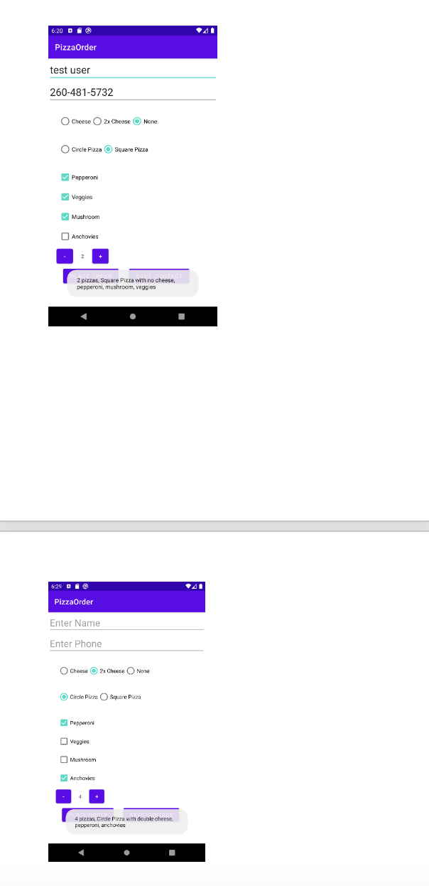 Solved Please implement a PIZZA ORDERING Android | Chegg.com