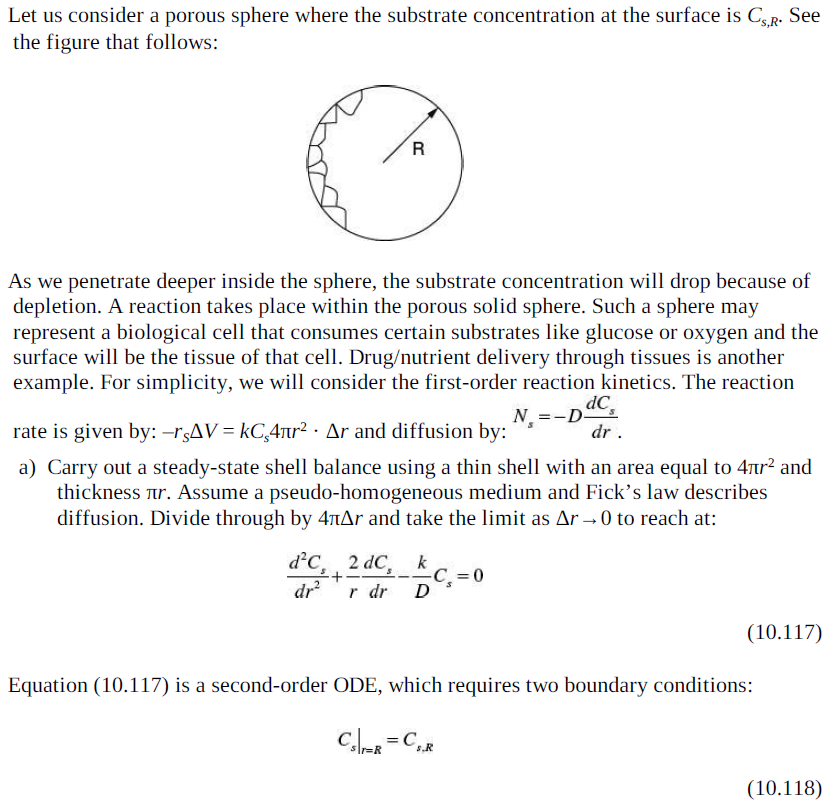 Solved 10.5 Steady-state reaction and diffusion in a porous | Chegg.com