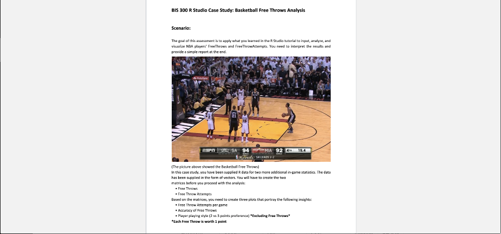 BIS 300 R Studio Case Study: Basketball Free Throws | Chegg.com