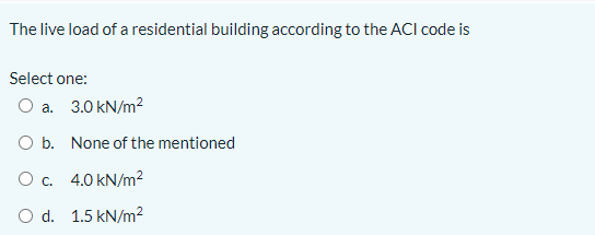 Solved The live load of a residential building according to | Chegg.com